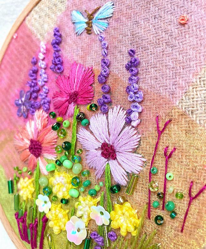 Cosmos and Foxgloves embroidery kit