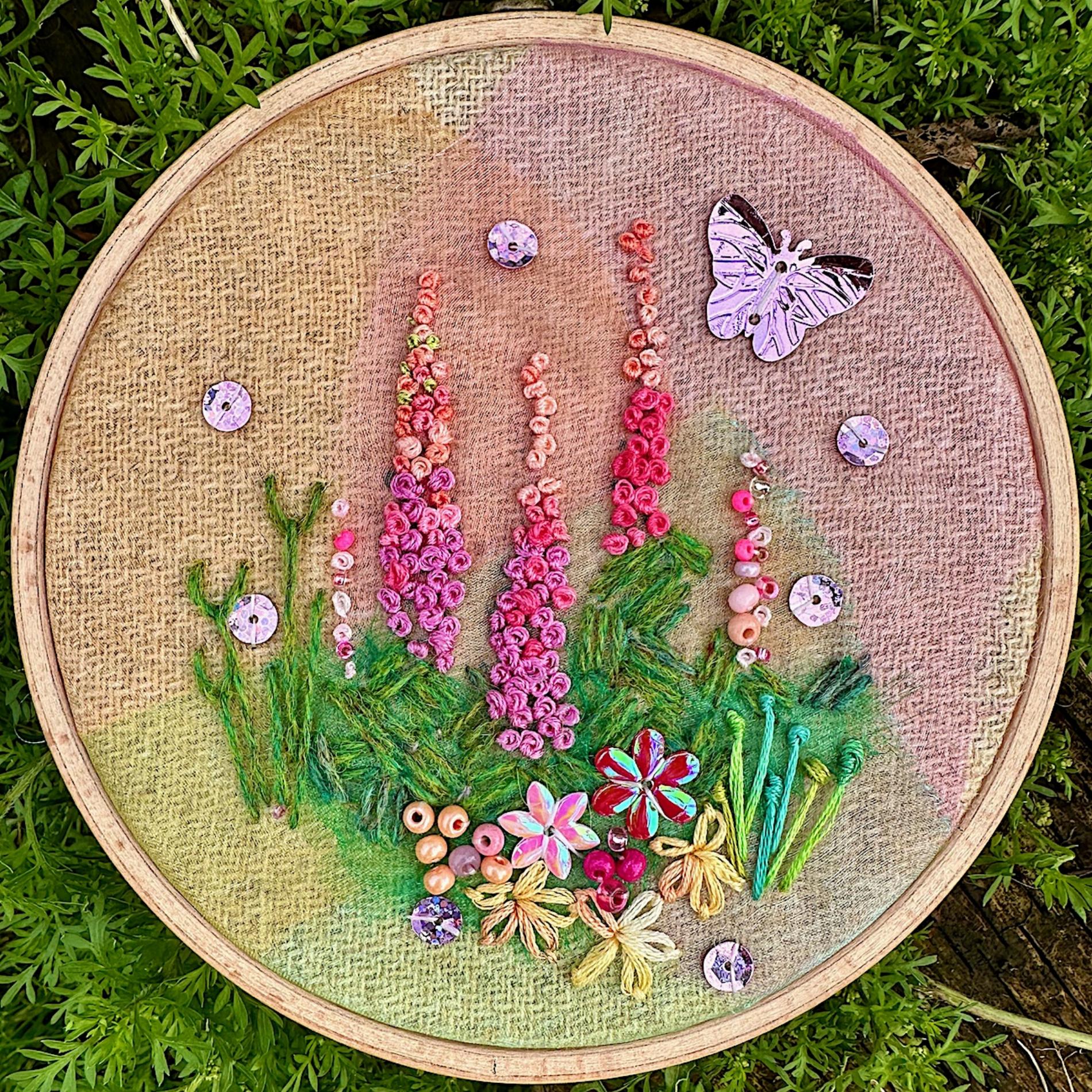 Foxgloves "Candy Mountain" mini Embroidery Kit