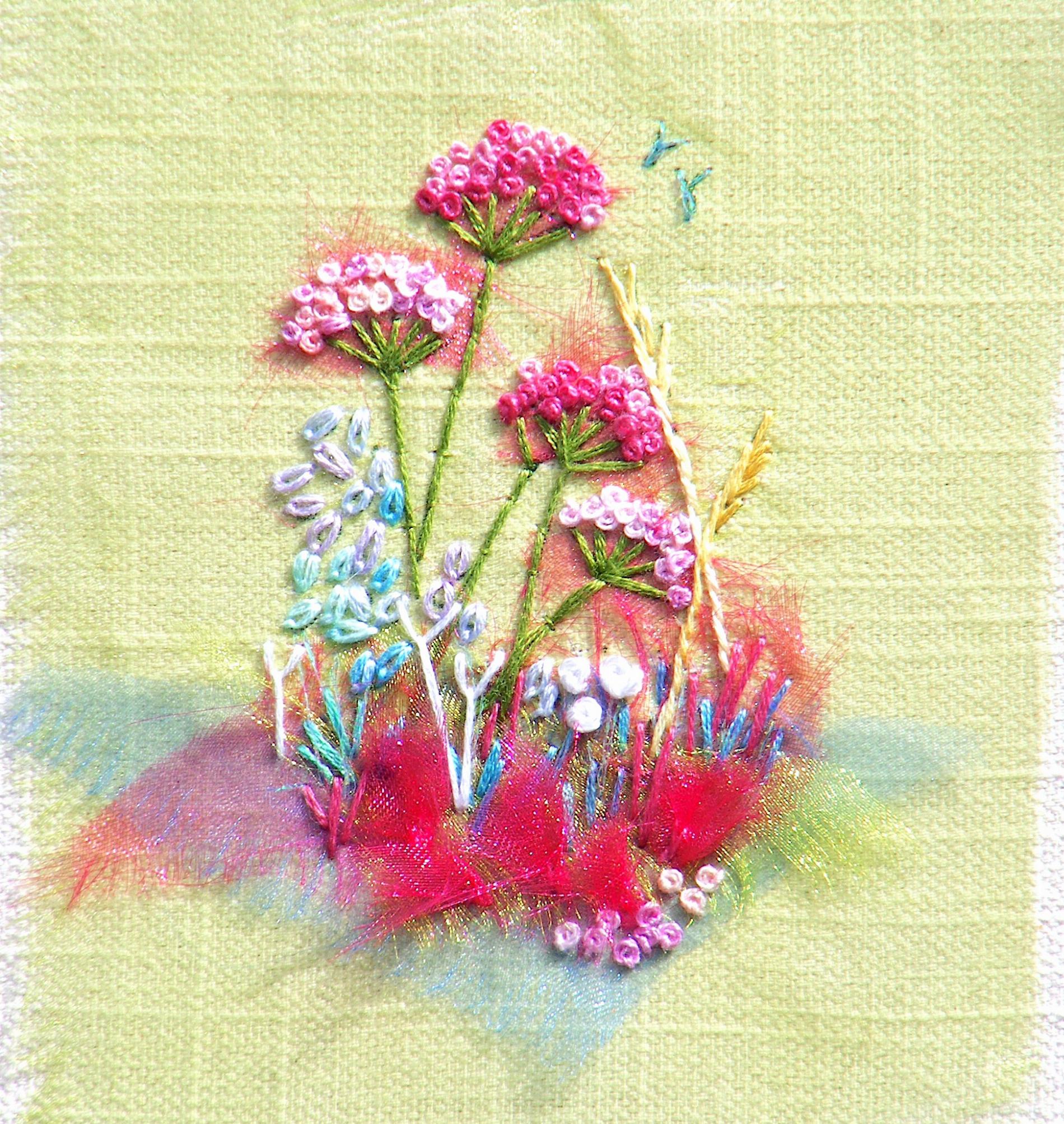 Pink Cow Parsley mini Embroidery Kit